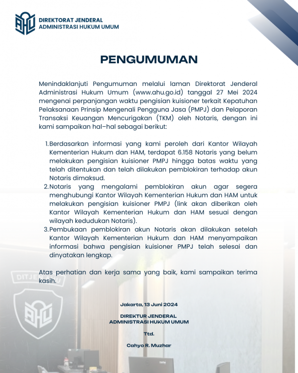pengumuman notaris pmpj - Direktorat Jenderal Administrasi Hukum Umum ...